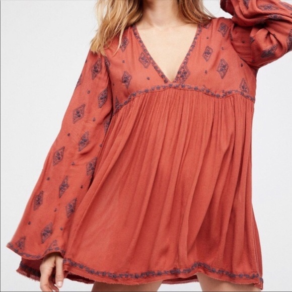 Free People | Tops | Free People Diamond Embroidered Tunic | Poshmark